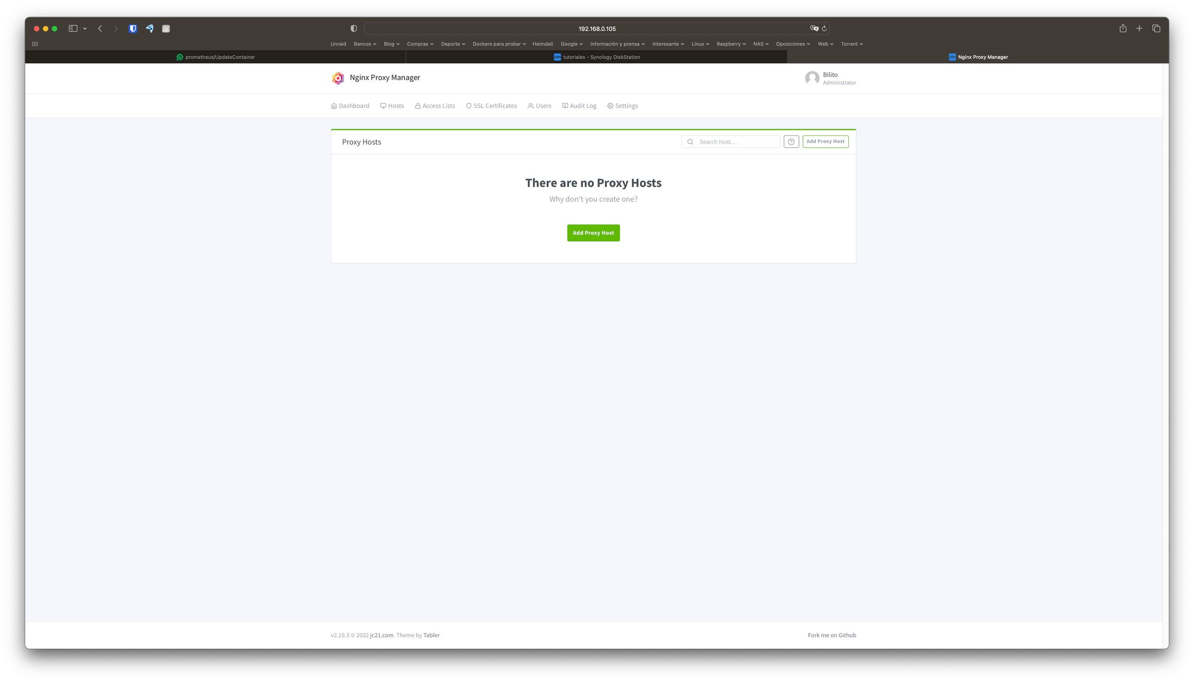 Instalación y configuración de nginx proxy manager